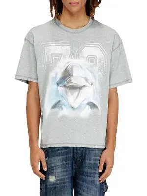DIESEL® T-boxt Dolphin Graphic T-shirt - 032 - Melange Grey