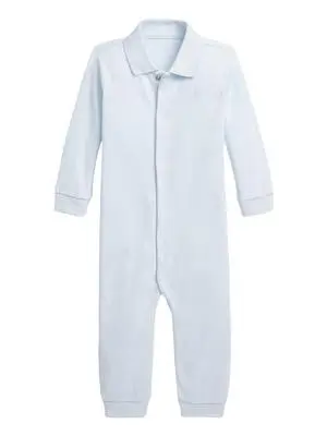 Ralph Lauren Snap-front Cotton Polo Romper - Beryl Blue