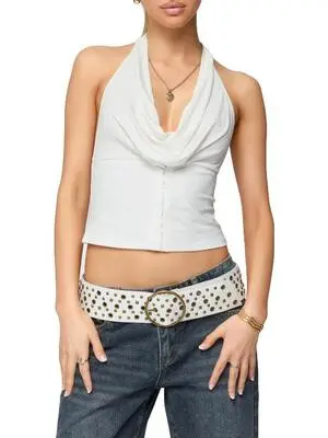 EDIKTED Cropped Halter Top - White