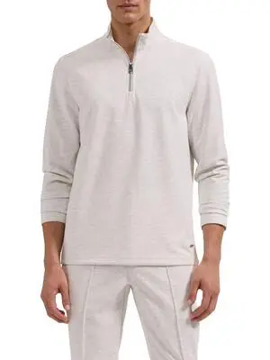Bugatchi Textured Quarter Zip Pullover - Chalk