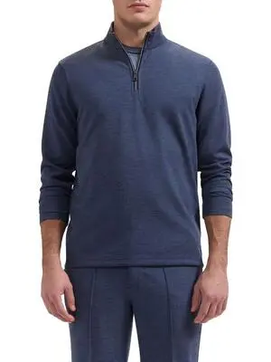 Bugatchi Textured Quarter Zip Pullover - Navy
