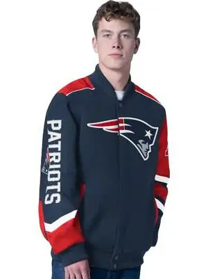 G-III SPORTS BY CARL BANKS New England Patriots Prime Time Full-zip Racing Jacket By - Navy