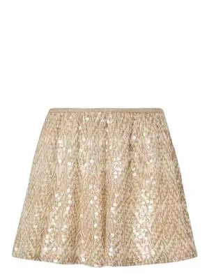 Missoni Viscose Lamé Lace-motif Shorts With Sequins - Gold& White