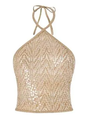 Missoni Lamé Viscose Top With Lace And Sequins - Gold& White
