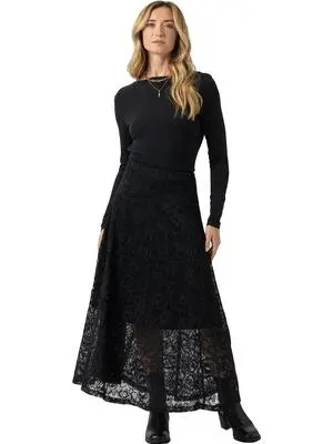SAINT + SOFIA Lana A-line Midi Skirt - Black Lace
