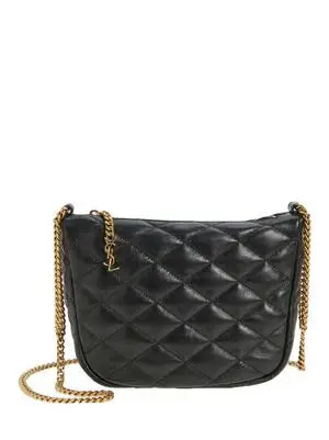 Saint Laurent Quilted Leather Hobo Bag - Noir