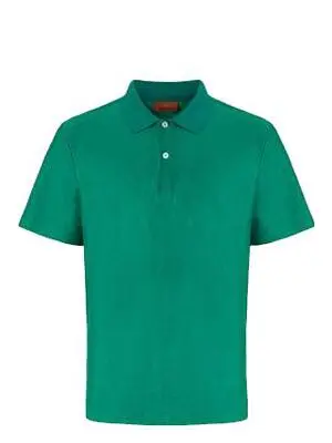 UM Jacquard Cotton Polo Shirt With Tone-on-tone Zigzag Design - Green