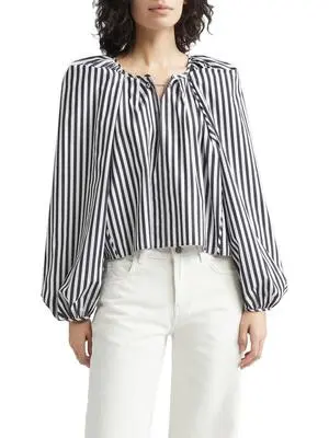 NACKIYE Grand Bazaar Mini Stripe Cotton Top - Black/white Stripe