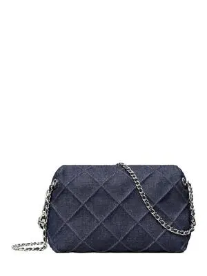 Tory Burch Fleming Denim Soft Crossbody Bag Blue