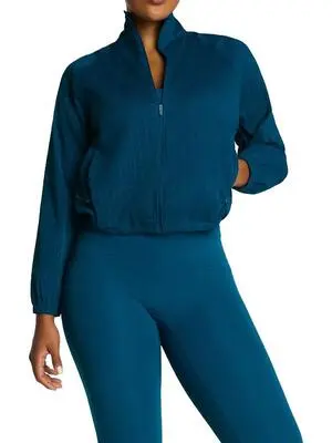 Spanx Boostup Water Repellent Glow Weave Full Zip Jacket - Deep Cove