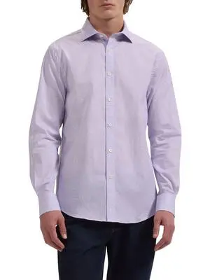 Bugatchi Axel Shaped Fit Geo Print Stretch Cotton Button-up Shirt - Lilac