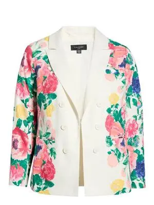 TAHARI ASL Floral Double-breasted Blazer - Ivory Multi