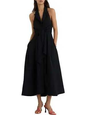 REISS Tie Waist Maxi Dress - Navy