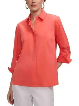Foxcroft Beatrice Matte Satin Shirt Georgia Peach Orange