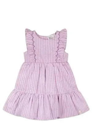 DEUX PAR DEUX Striped Sleeveless Dress With Flutter Ruffles - Lavender Stripes