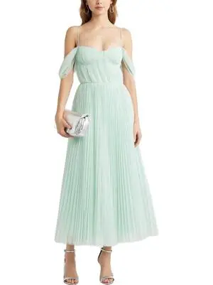 Chelsea28 Cold Shoulder Chiffon Cocktail Dress - Seafoam