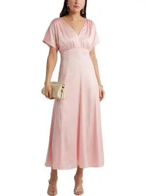 Chelsea28 Seamed Stretch Satin Maxi Dress - Pink Sky