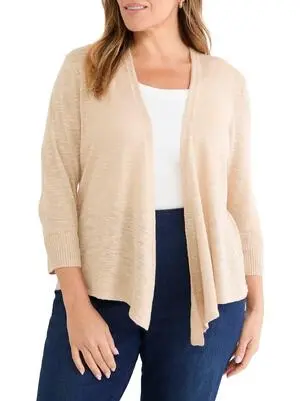NIC+ZOE Slub Knit Linen Blend 4-way Cardigan - Jute