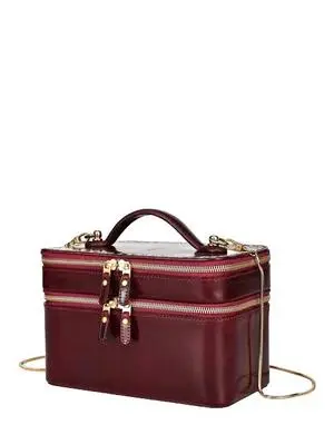 OLD TREND Ixia Genuine Leather Vanity Mini Trunk - Maroon