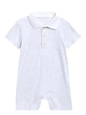 LITTLE ME Rib Polo Romper - Grey