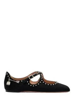 Bally Ballyrina Studded Pony Hair Flats Black