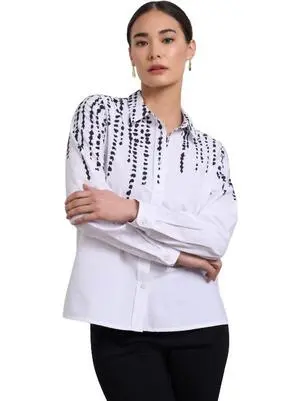 FRANNE GOLDE Cascading Dot Print Cotton Shirt