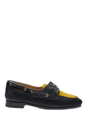Bally Plume Leather Moccasin - Black/anis