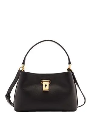 Bally Lock Me Mini Bag In Grained Leather - Black