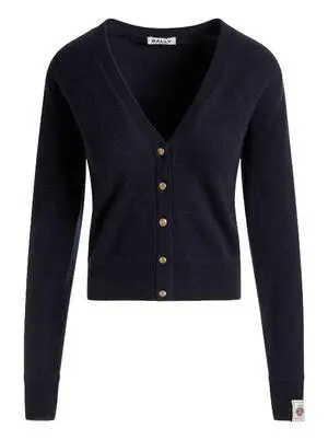Bally Cashmere Cardigan With Emblem Buttons - Blue