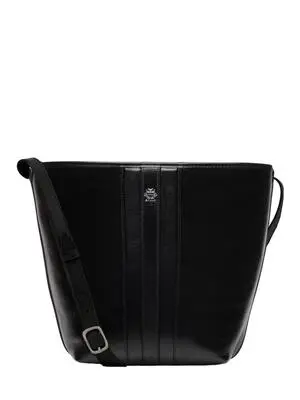 Bally Signature Bucket Bag In Buffalo Leather - Black+palladio