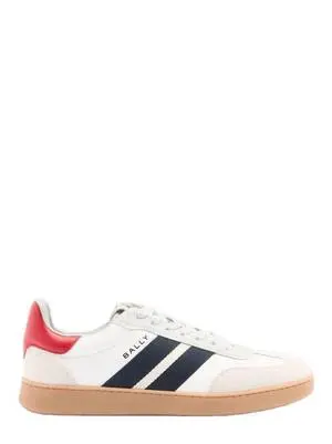 Bally Retro Crest Leather Sneakers - White/swiss Red