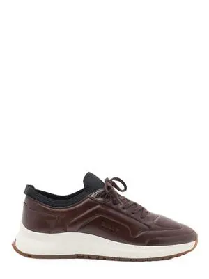 Bally Leather Outline Sneakers - Brown