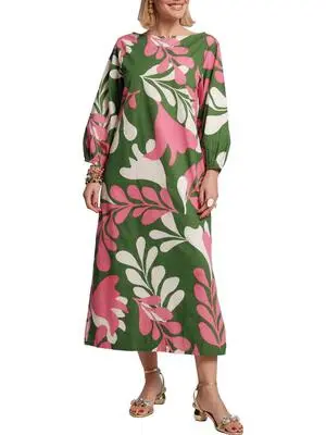 FRANCES VALENTINE Minnow Maxi Dress Mid-century Palm - Treetop/multi