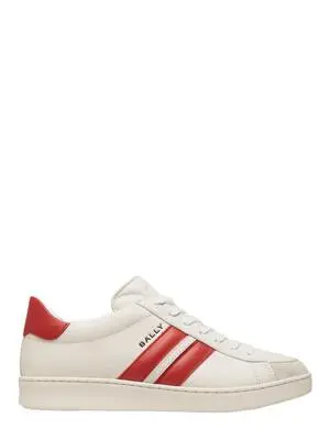 Bally Tennis Sneakers In Leather - White/candy Red