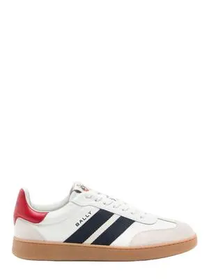 Bally Retro Crest Leather Sneakers - White/swiss Red