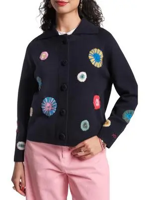 FRANCES VALENTINE Bon Bon Embroidered Cardigan - Navy/multi