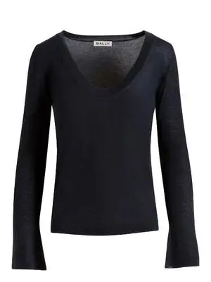Bally V-neck Knit Top - Blue