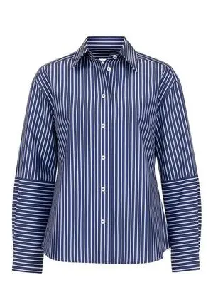 CALLAS MILANO Aura Lantern Sleeve Striped Shirt - Navy/white