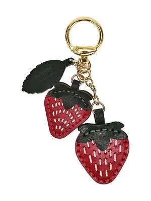OLD TREND Strawberry Leather Keychain Charm - Ruby