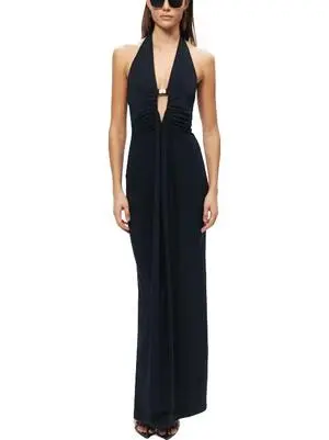 NOCTURNE Halter Neck Maxi Dress - Black