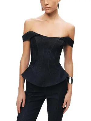 NOCTURNE Off-shoulder Sculpted Bustier - Black