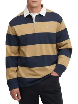 Barbour Broome Stripe Cotton Rugby Shirt - Navy/trench
