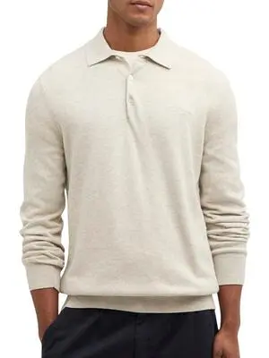 Barbour Long Sleeve Pima Cotton Polo - Neutral