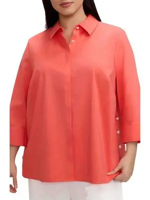Foxcroft Beatrice Side Button Shirt Georgia Peach