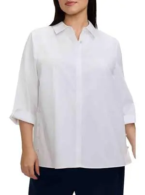 Foxcroft Beatrice Side Button Shirt White