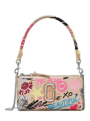 Marc Jacobs The Punk Scribble Snapshot Convertible Shoulder Bag Beige Multi