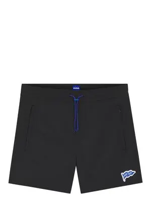 Hugo Water-repellent Shorts With Logo - Black