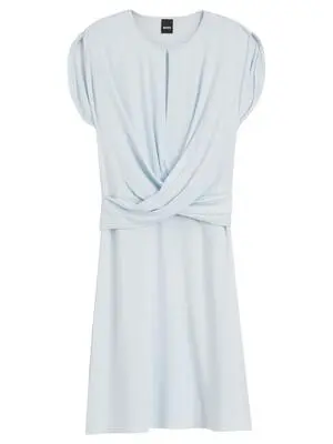 BOSS Wrap-detailed Dress - Light Blue