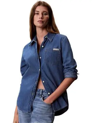 Calvin Klein Denim Button-down Shirt - Submerged Blue
