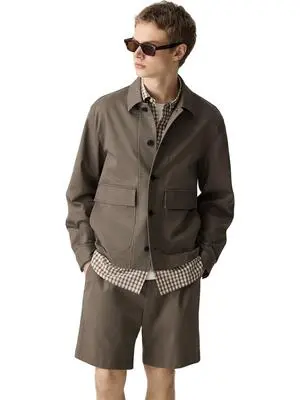 Theory Button-front Jacket In Moonsoft Cotton - Morel
